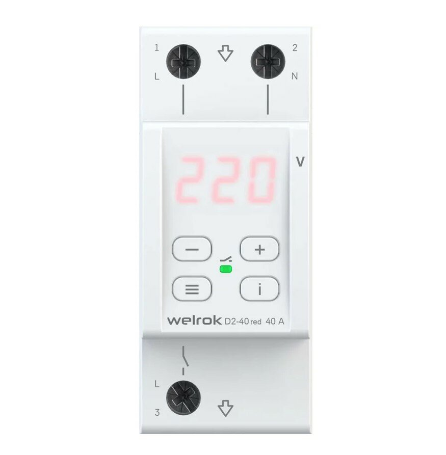 Реле напряжения Welrok D2-40 WELROK, на 2 модуля с мощным функционалом