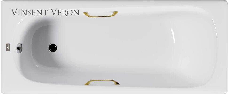 Ванна чугунная Vinsent Veron Concept VCO1607042H/VH0012GD 160x70 см, с ручками, белый
