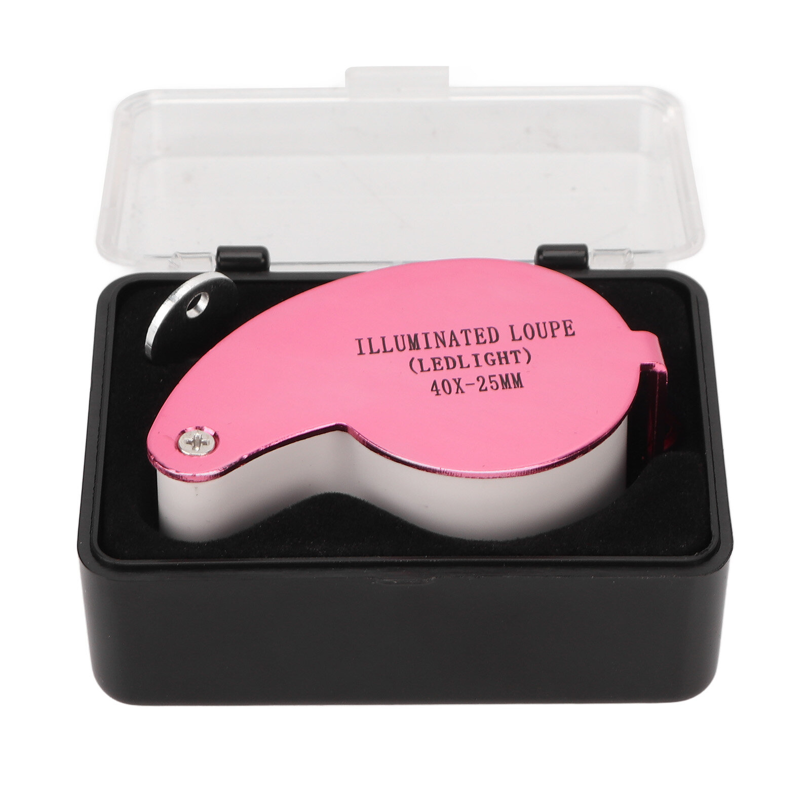 40X Magnifier Loupe LED Lights High Transmittance Portable Jewelers with Aluminium Alloy Shell for Elderly Pink