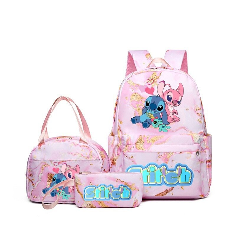 Новый школьный рюкзак Stitch из трех частей от Amazon, рюкзак для учащихся начальной и средней школы, сумка для обеда, рюкзак для путешествий на открытом воздухе