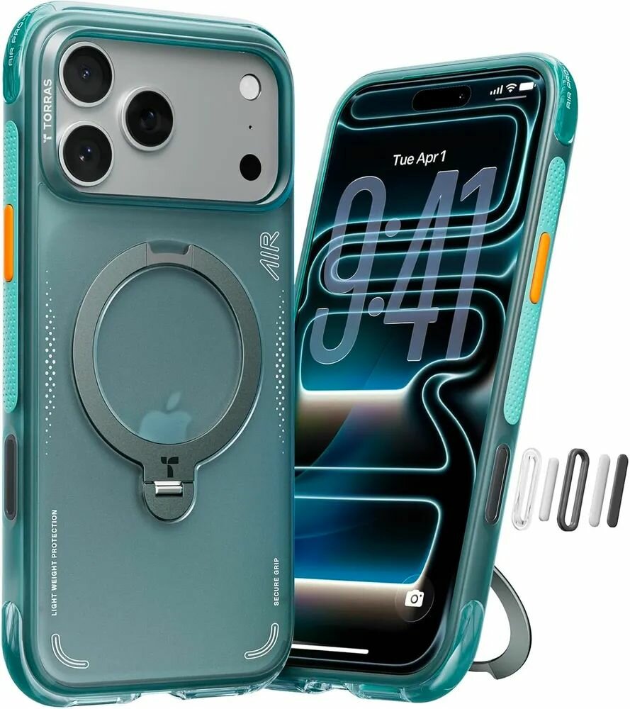 Чехол Ostand Q3 Air для iPhone 17 Pro Max с магнитным держателем на 360 градусов, совместимый с MagSafe, с управлением камерой, ударопрочный, 6,9 дюйма