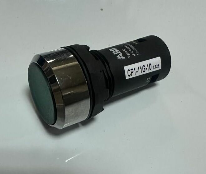 ABB 1SFA619100R1112) Кнопка с подсветкой CP1-11G-10 24В AC/DC с плоской клавишей без фикс. 1НО зел. (1шт.)