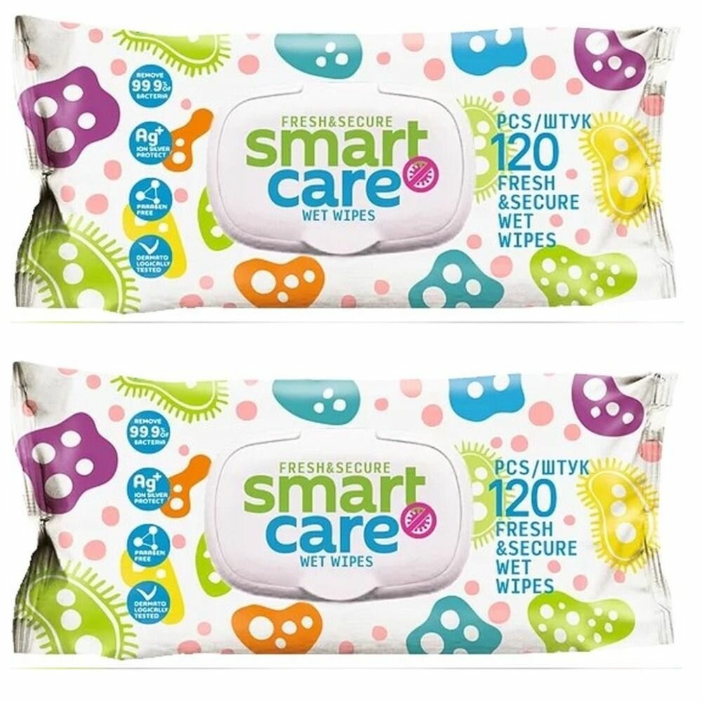 Эконом Smart Влажные салфетки для всей семьи Smart Care, 120 шт , 2 уп.