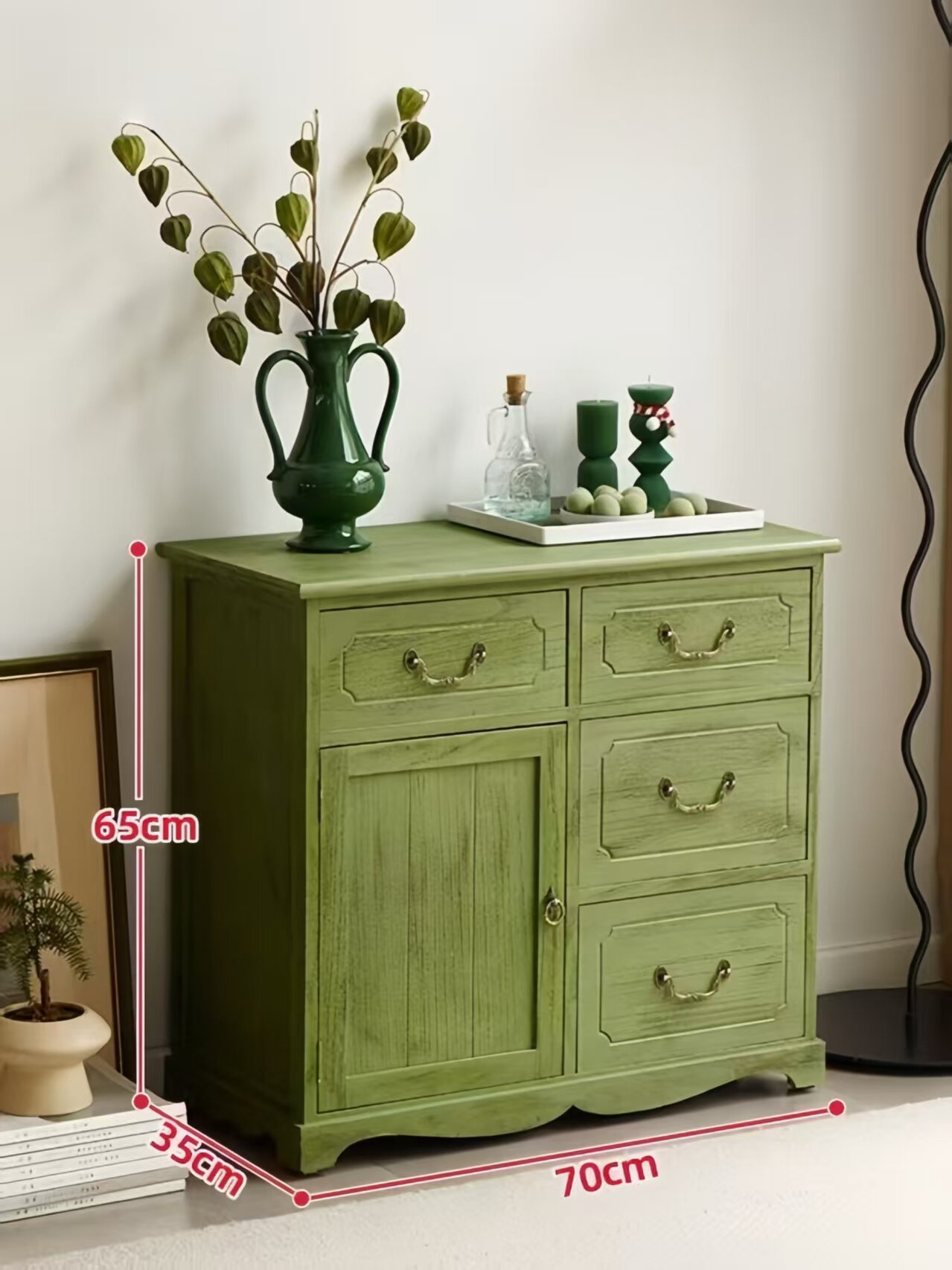 Комод из цельного дерева, простое хранение в стиле ретро, многослойный