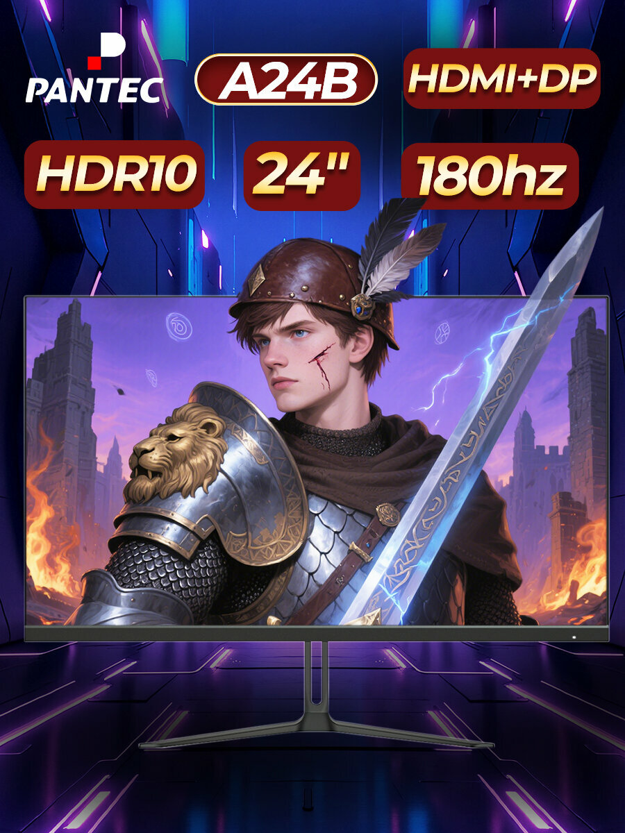 Монитор игровой Pantec, 24", 180 Hz, IPS, Freesync, 1920x1080, черный, EU,