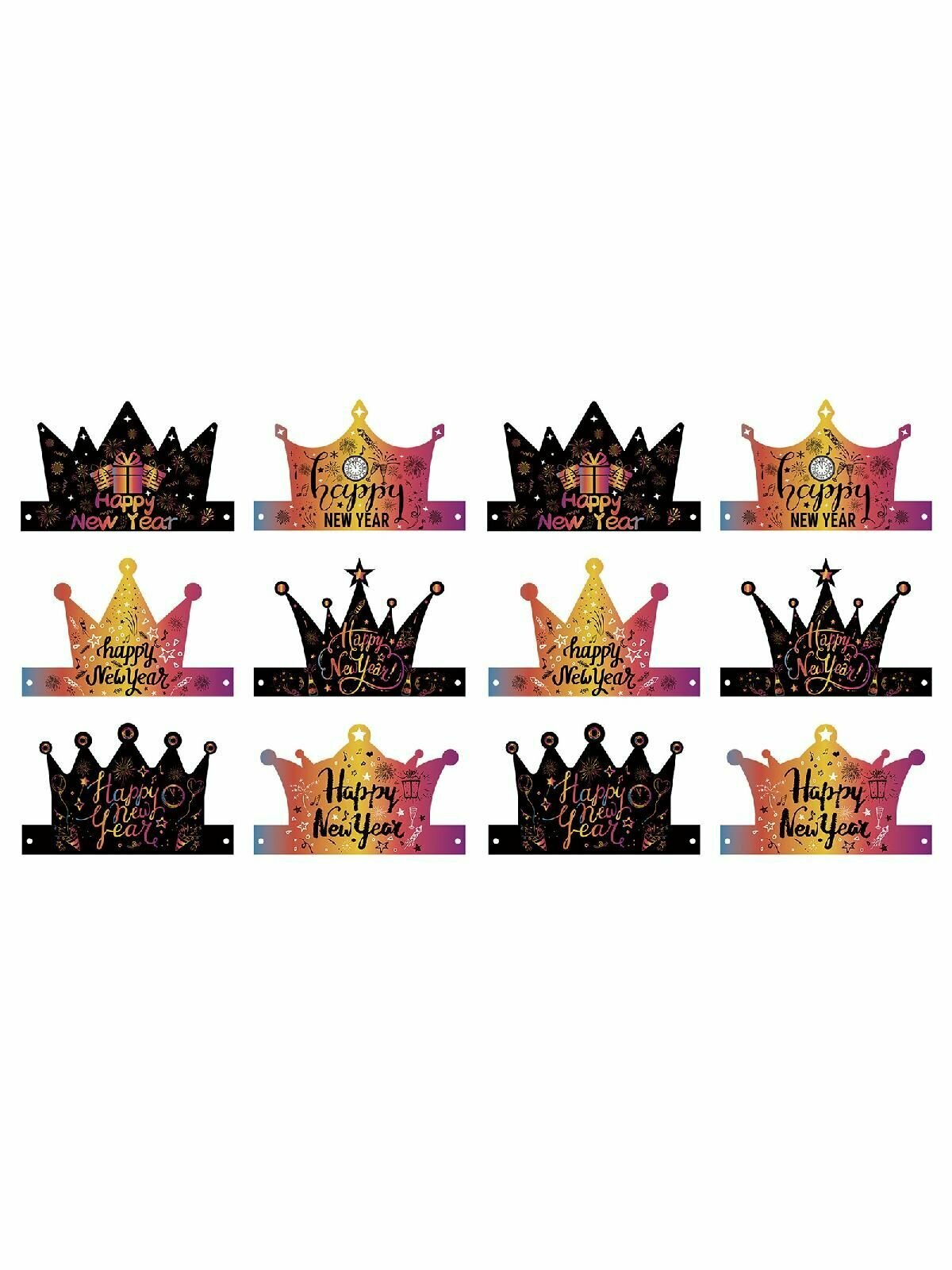 Декорация для праздника, Новогоднее украшение шляпы из цветной бумаги-Две бумажные шляпы-12шт