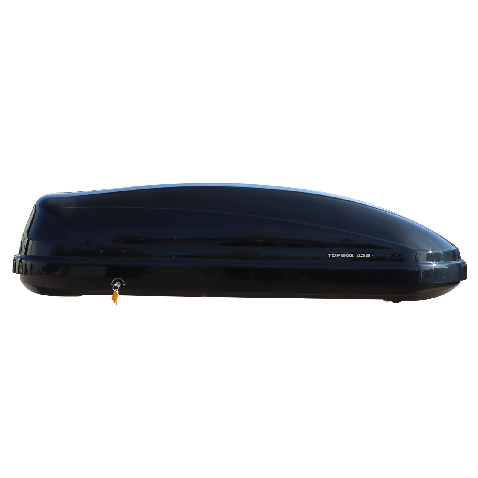 Автобокс на крышу Евродеталь TOPBOX 435 black glossy, чёрный глянцевый, 435 литров, 176х82х42 см. Двухсторонний. П-скоба