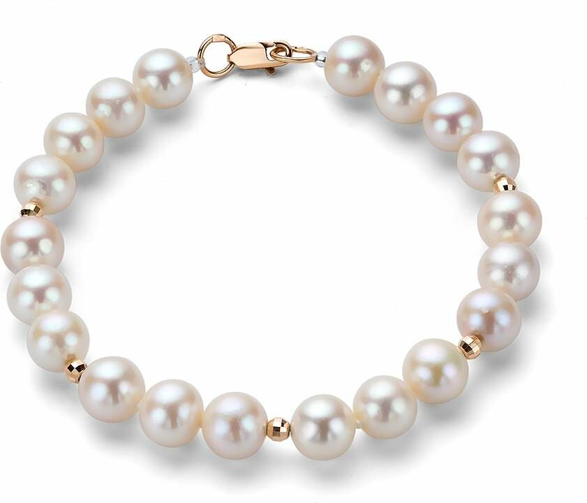 Браслет, красное золото, 585 проба, жемчуг