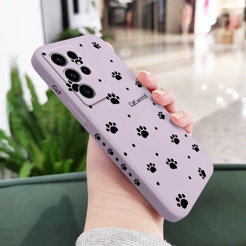 Чехол для телефона с блестящей кошачьей лапой для Samsung Сиреневый, Light Purple, Galaxy S25 Ultra