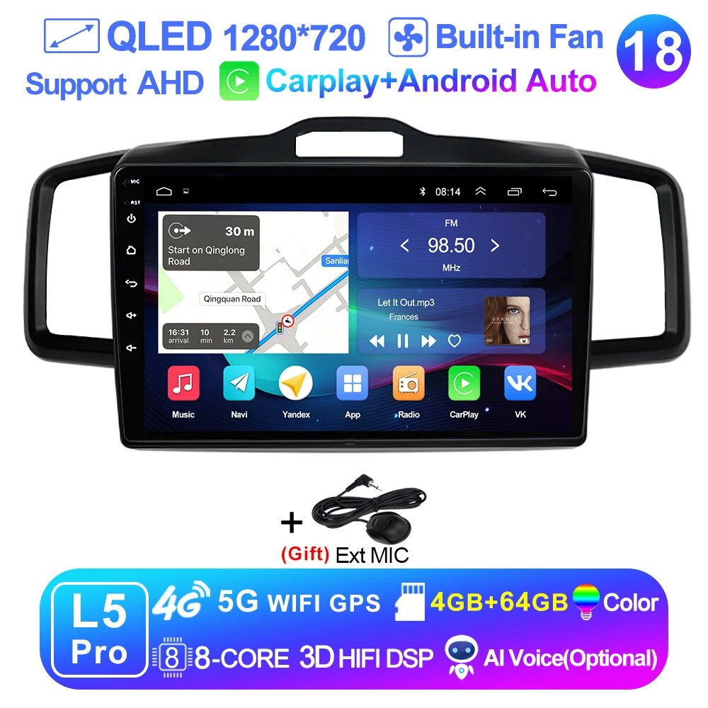 Автомагнитола LEHX pro, 2 din, 8 ядер, 4G, Android, 2 din, dvd, GPS, для Honda свободный Спайк 2008-2016 L5 Pro(4-64GB)-0