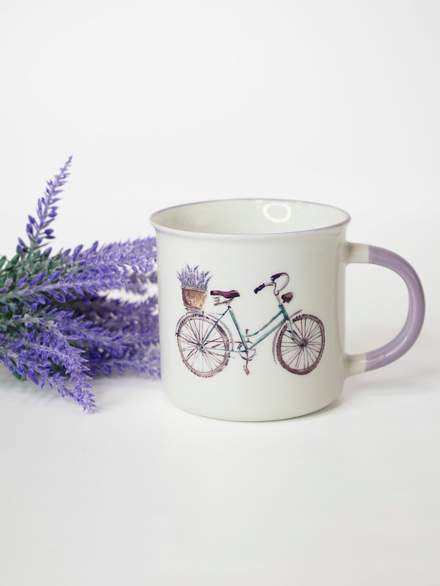 Кружка "Прованс: сиреневые цветы на велосипеде", 400 мл, федерация - 1 шт.