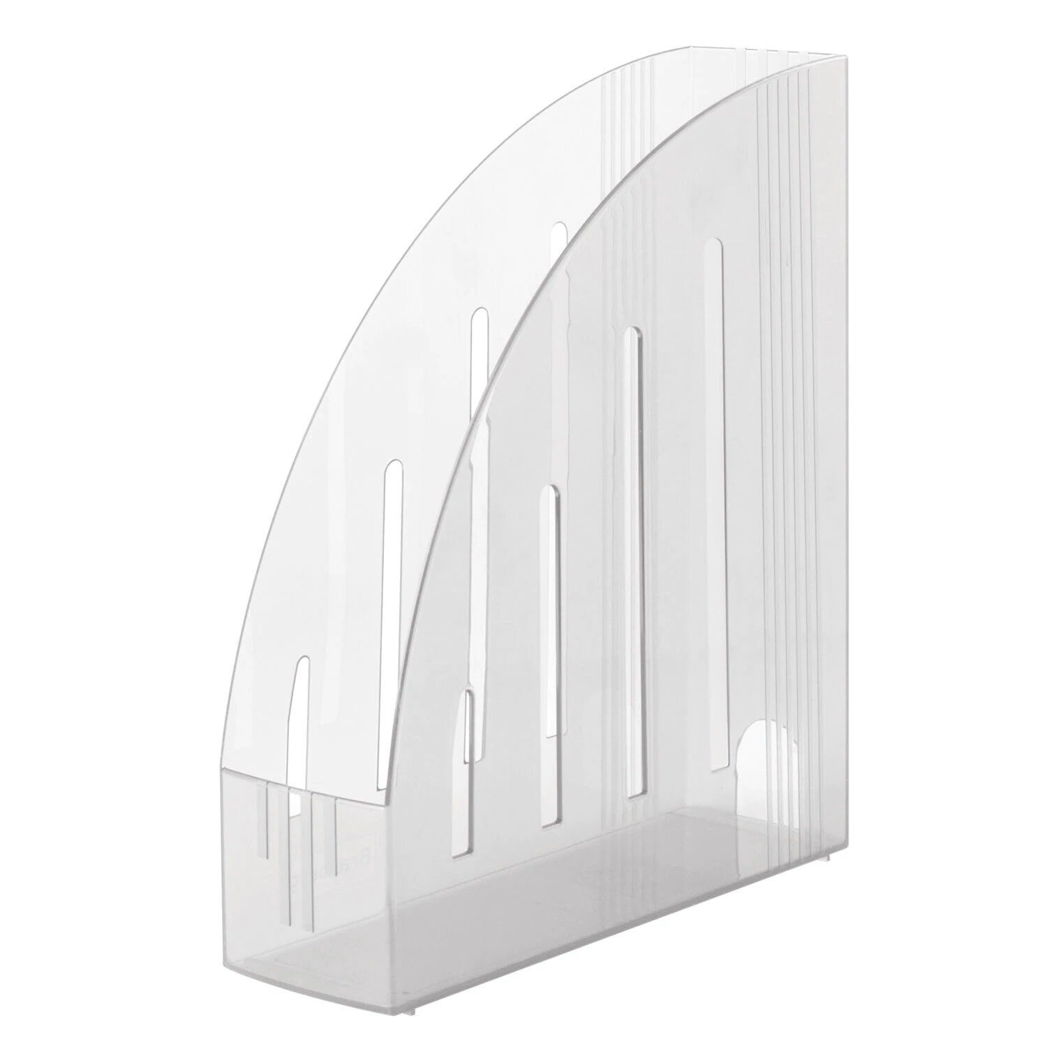 Лоток вертикальный для бумаг BRAUBERG "Energy" (24185300 мм), эргономичная форма, прозрачный, 231555