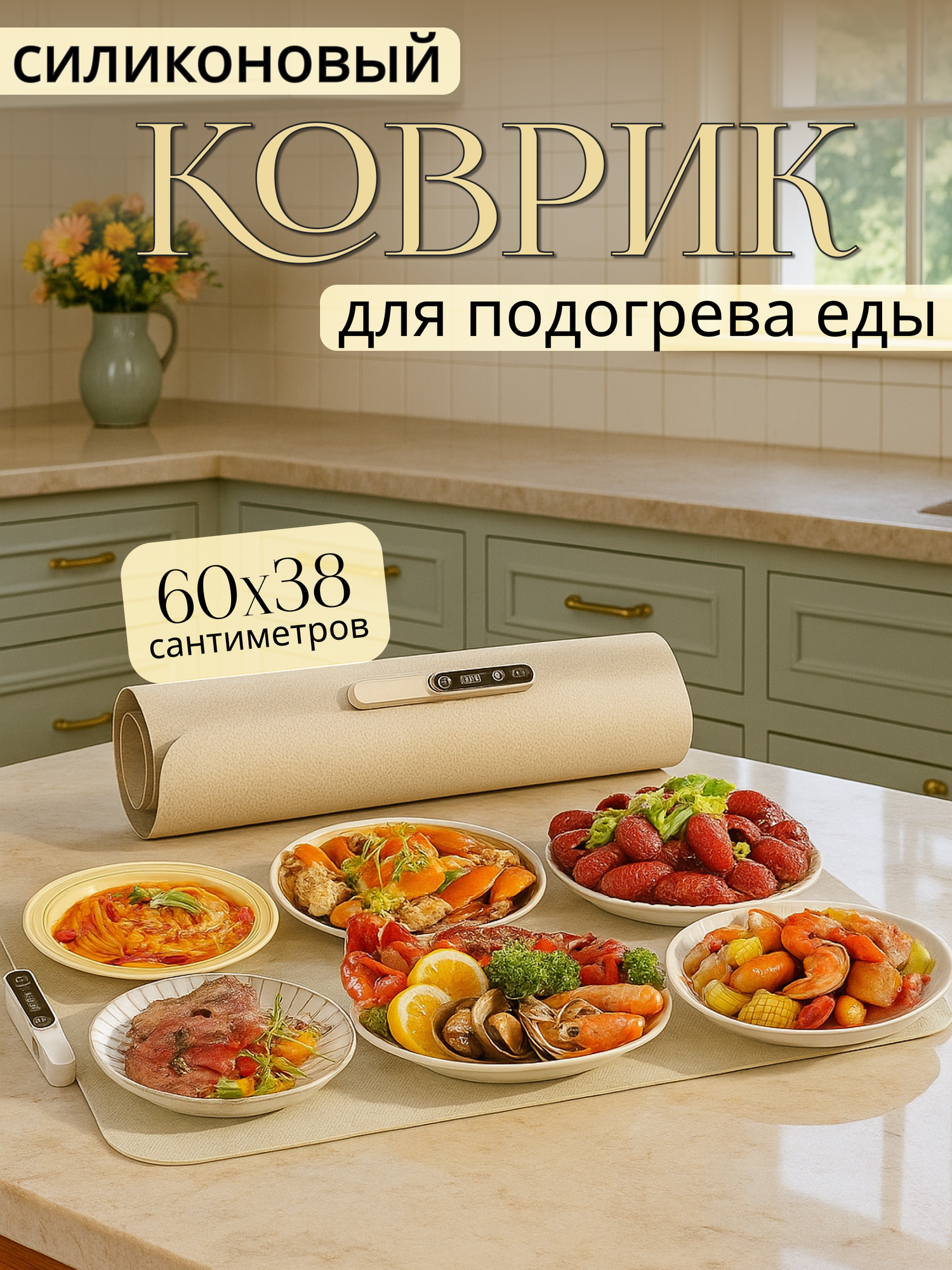 Коврик для подогрева еды электрический силиконовый безопасный