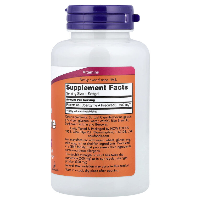 NOW Pantethine Double Strength (Пантетин Двойная сила) 600 мг 60 капсул (NOW)