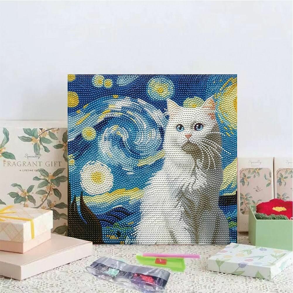 Картина из страз с котенком, DIY алмазная вышивка, ручная аппликация, милая картина для украшения дома