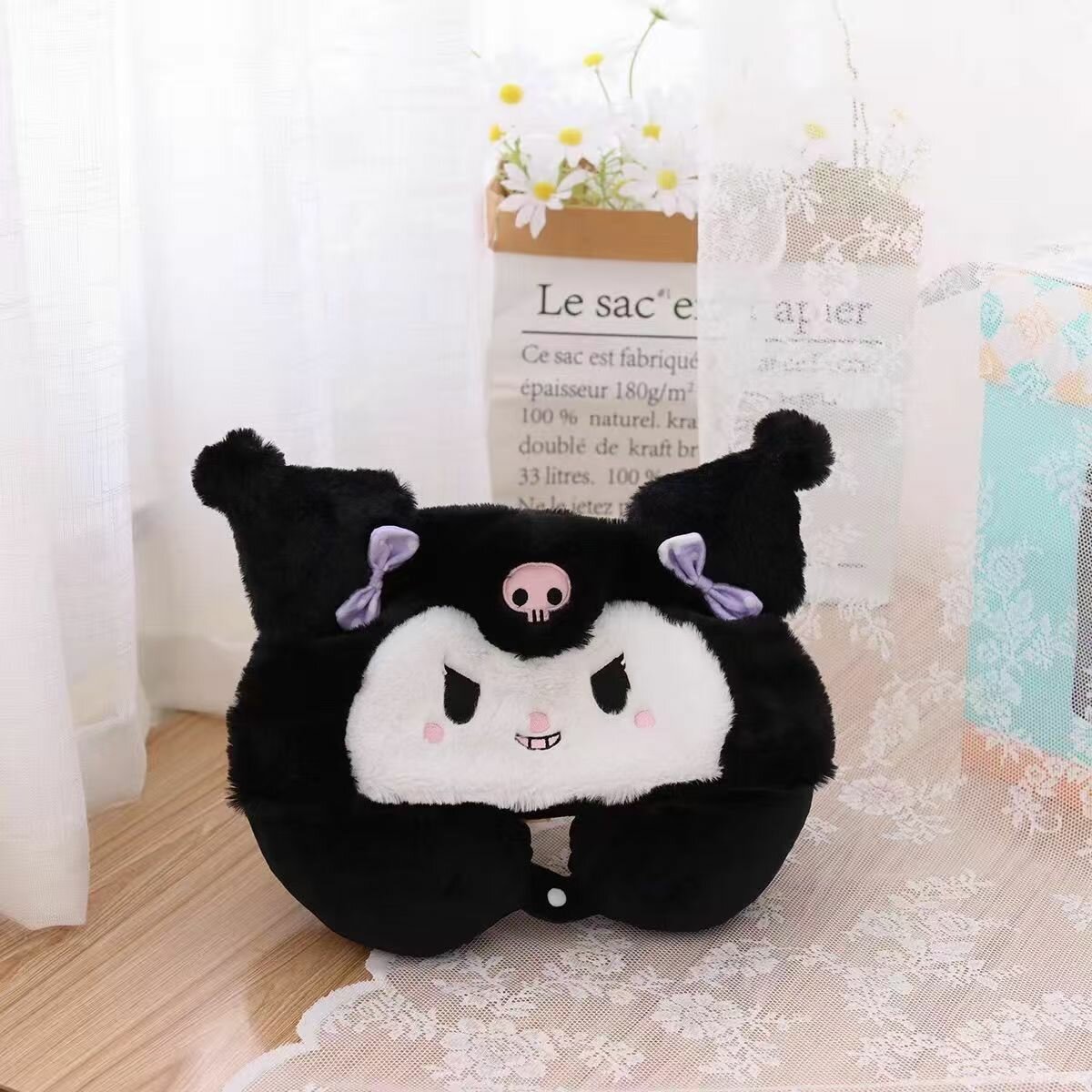 Подушка для шеи 35x30 cm, U-образная подушка со шляпкой, Стич