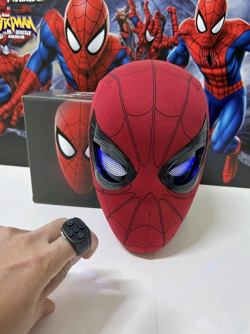 Универсальная маска Человека Паука с морганием глаз для детей, управление кольцевым пультом на праздники и игры