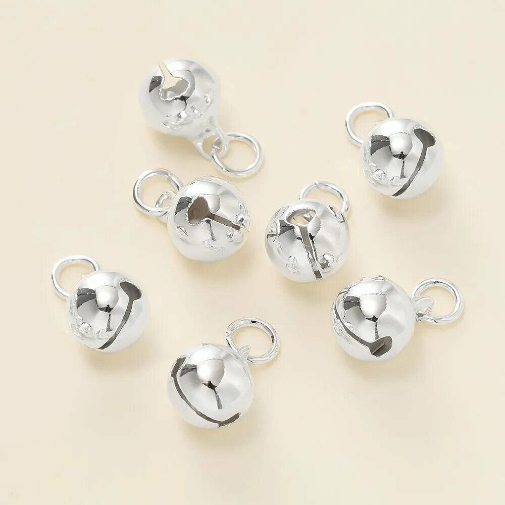 Бубенчики с Кольцо соединительное, металлические, для декора и творчества, размер 7.5-8 мм, 5 шт, цвет серебро