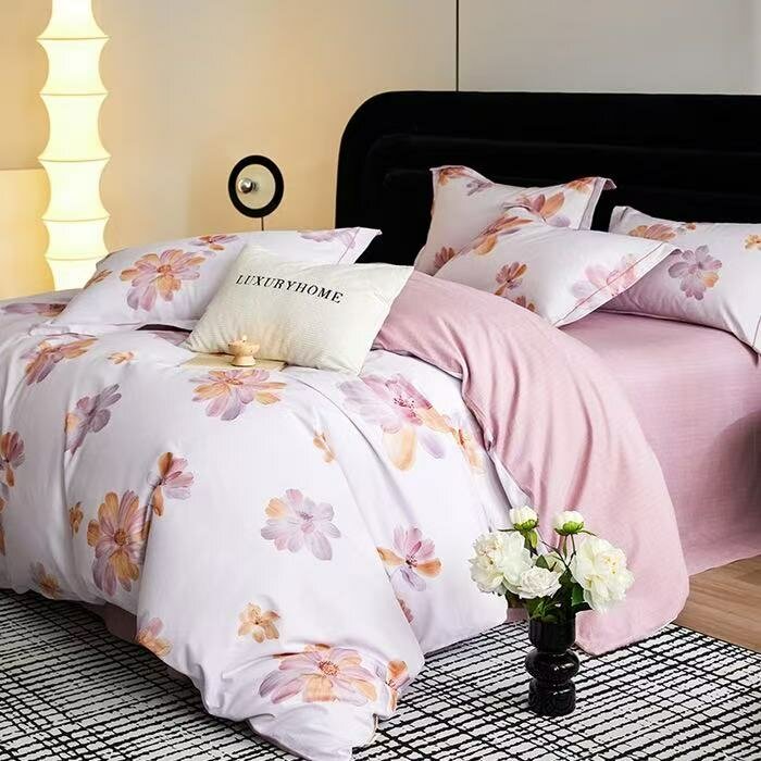 Apollo Bedding Комплект постельного белья, Сатин люкс, Двуспальный с простыней Евро, наволочки 50x70