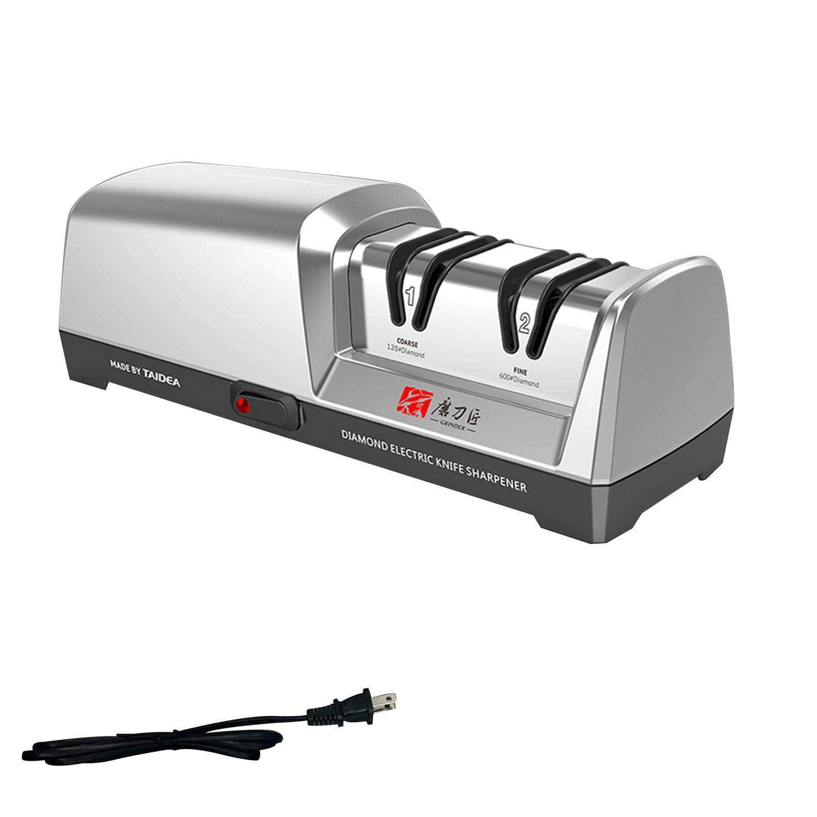 2-ступенчатая электрическая точилка для ножей, 20 градусов, прямой край для заточки и полировки кухонных ножей, вилка стандарта США, 110 В