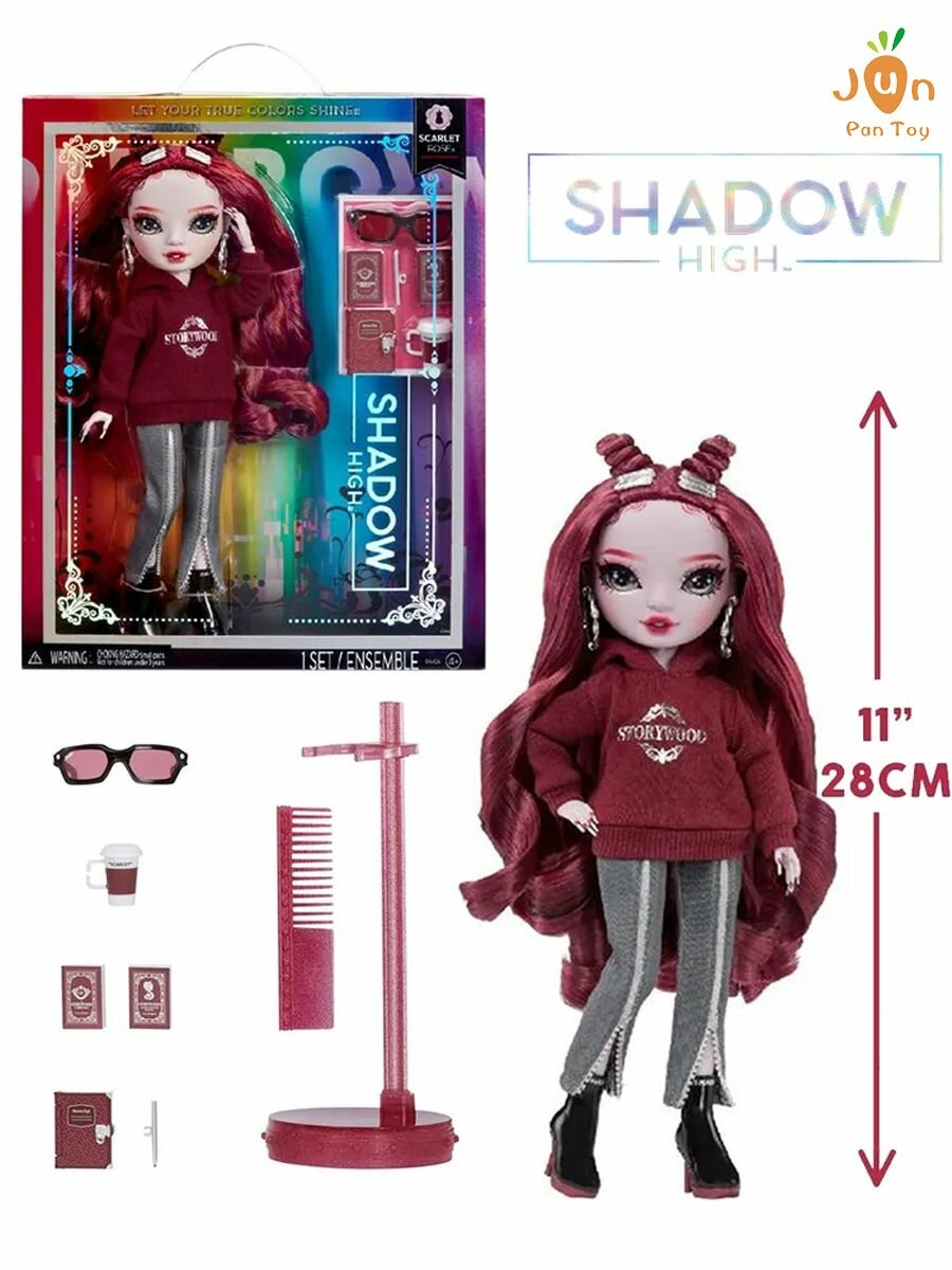 Рейнбоу Хай Кукла Rainbow High Shadow High Scarlet Rose / Кукла из детской модной коллекции высотой 28 см с аксессуарами, подходящая в качестве подарка на день рождения для девочек старше 4 лет,592785