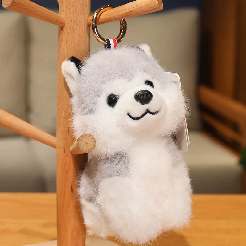 Мягкий плюшевый брелок с хаски, 12-14 см, очаровательный для рюкзаков и ключей