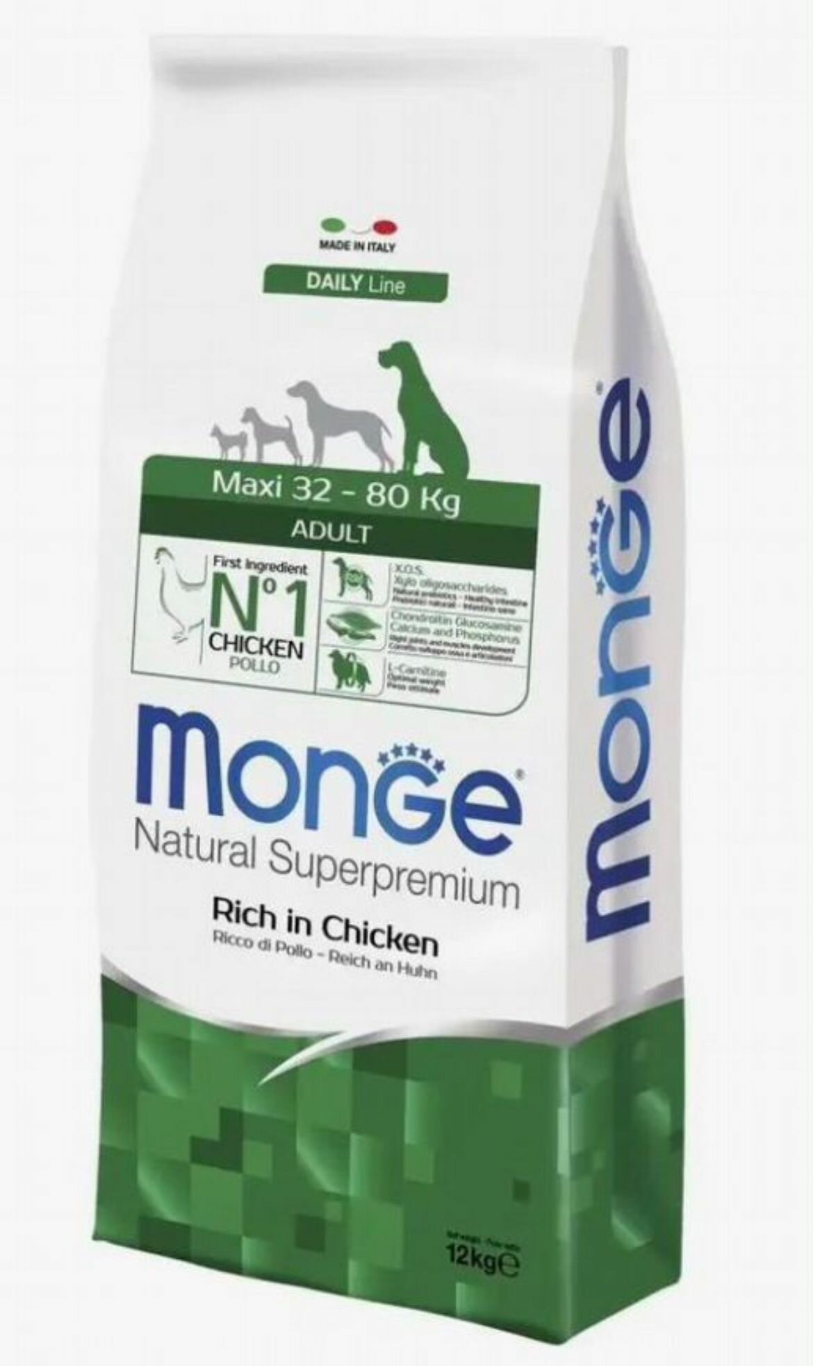 Monge Maxi Adult корм для взрослых собак крупных пород с нормальной физической активностью, с курицей 12 кг