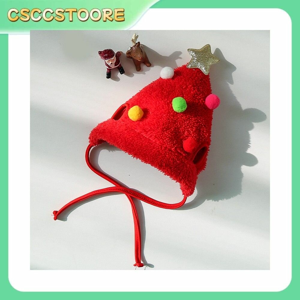 Рождественский костюм для собак, красная шляпа с красочным шаром L, для питомцев 4-7,5 кг