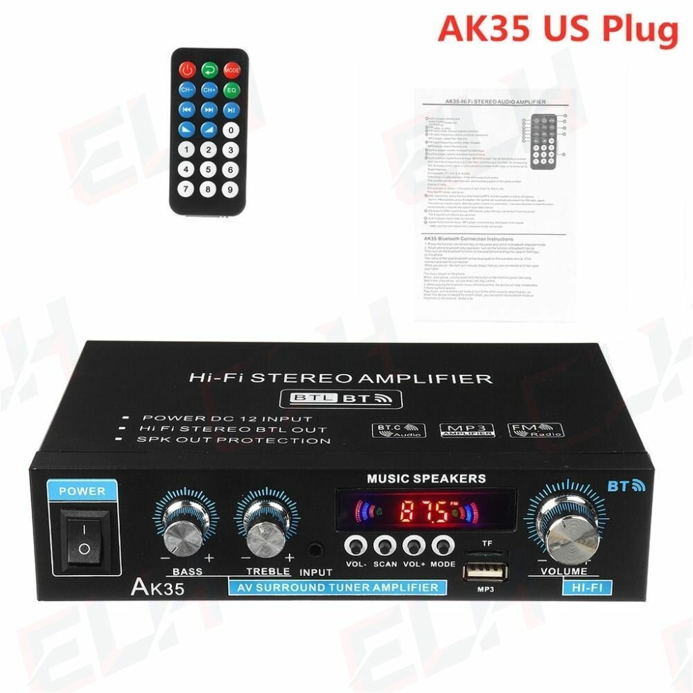 Ak35 Колонки 800 Вт Цифровой Аудио Усилитель 110-240V Hifi Bluetooth FM USB