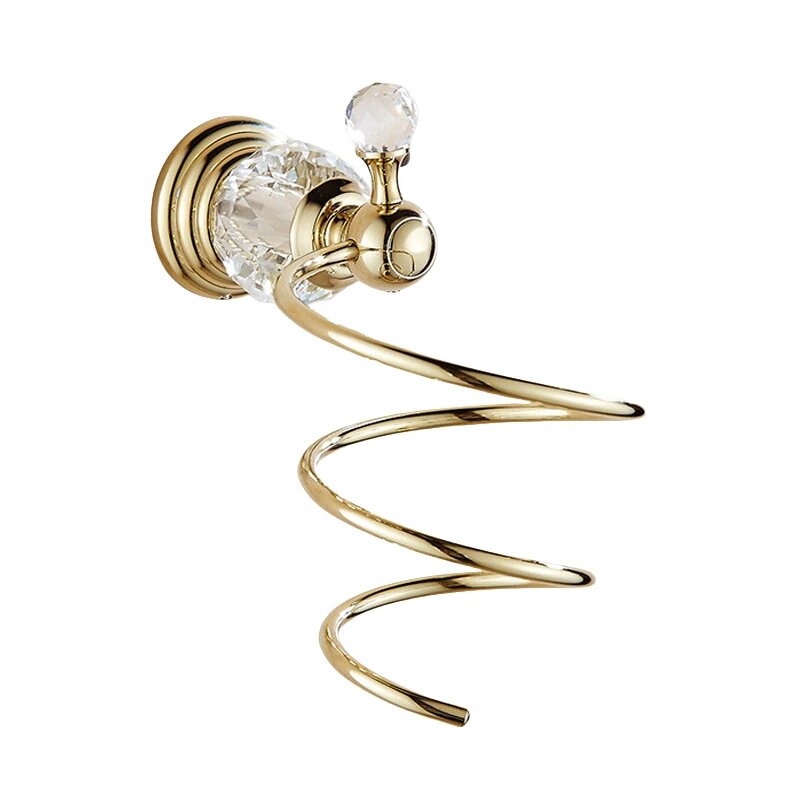 Роскошный набор аксессуаров для ванной комнаты из полированной золотой латуни — настенная коллекция оборудования для ванной с кристаллами