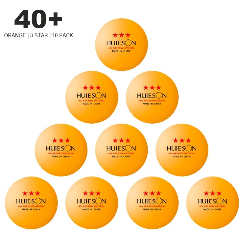 HUIESON DJ40+ Мячи для настольного тенниса, 10 шт, 3 звезды, АБС-пластик, новый материал, мячи для пинг-понга для тренировок, мячей или отдыха