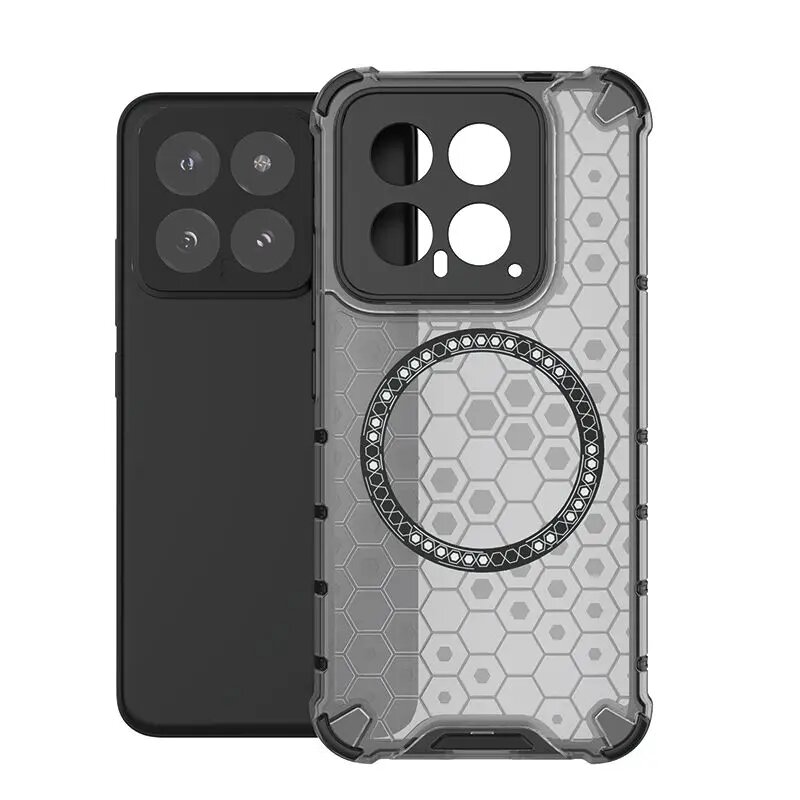 Чехол для Xiaomi 15 Ultra 14 Ultra, новый модный матовый сотовый магнитный акрил для MI 15 14, ультра противоударный, приятный для кожи 샤ومи 15, Серый, черный