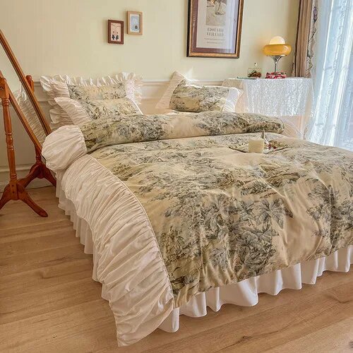 Комплект постельного белья Julliette Dream, 100% хлопок, романтический, винтажный, для королевской кровати bed skirt type, King Plus