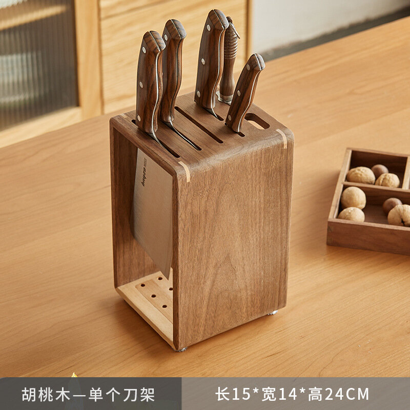 Стойка для ножей, органайзер для ножей из массива дерева, держатель для ножей на кухонной столешнице, вентиляция и дренаж, кухонная стойка для ножей