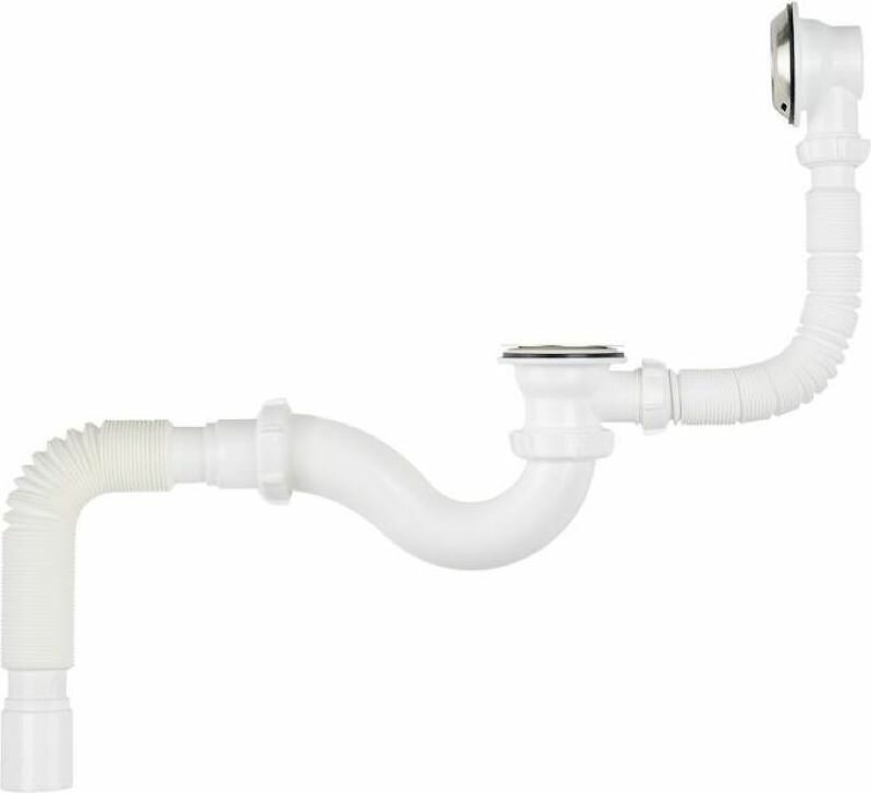 Сифон для ванны Aquant 1 1/2"х40 с выпуском и переливом с мет. реш. с г. т. 40x40/50 V155-14-MR