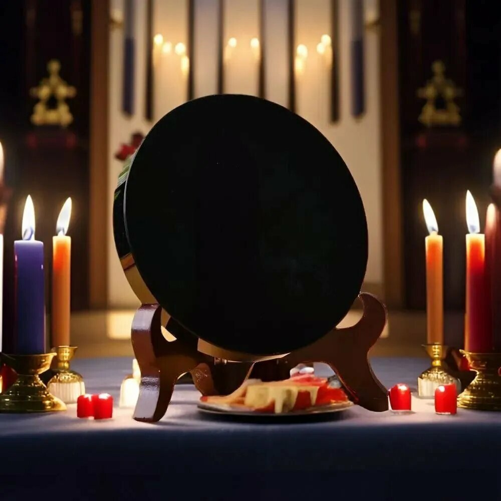 Алтарная атрибутика/Обсидиановое волшебное зеркало, зеркало настольное,8cm