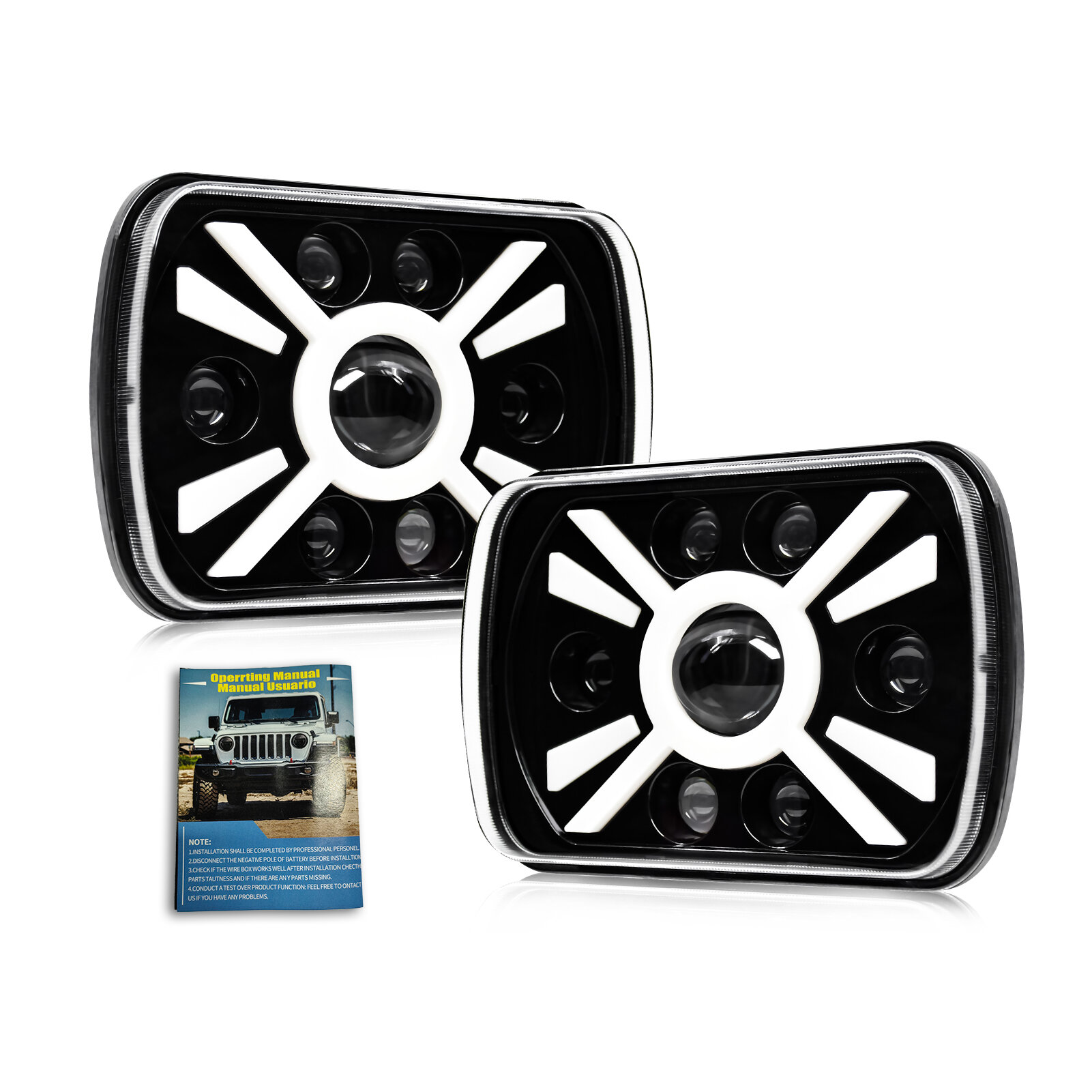 2ШТ 7-Дюймовые Светодиодные Фары, Прямоугольные Фары 5x7 "7x6" с Дальним Ближним Светом DRL Замена Указателя Поворота для Jeep Cherokee XJ Wrangler YJ Ford