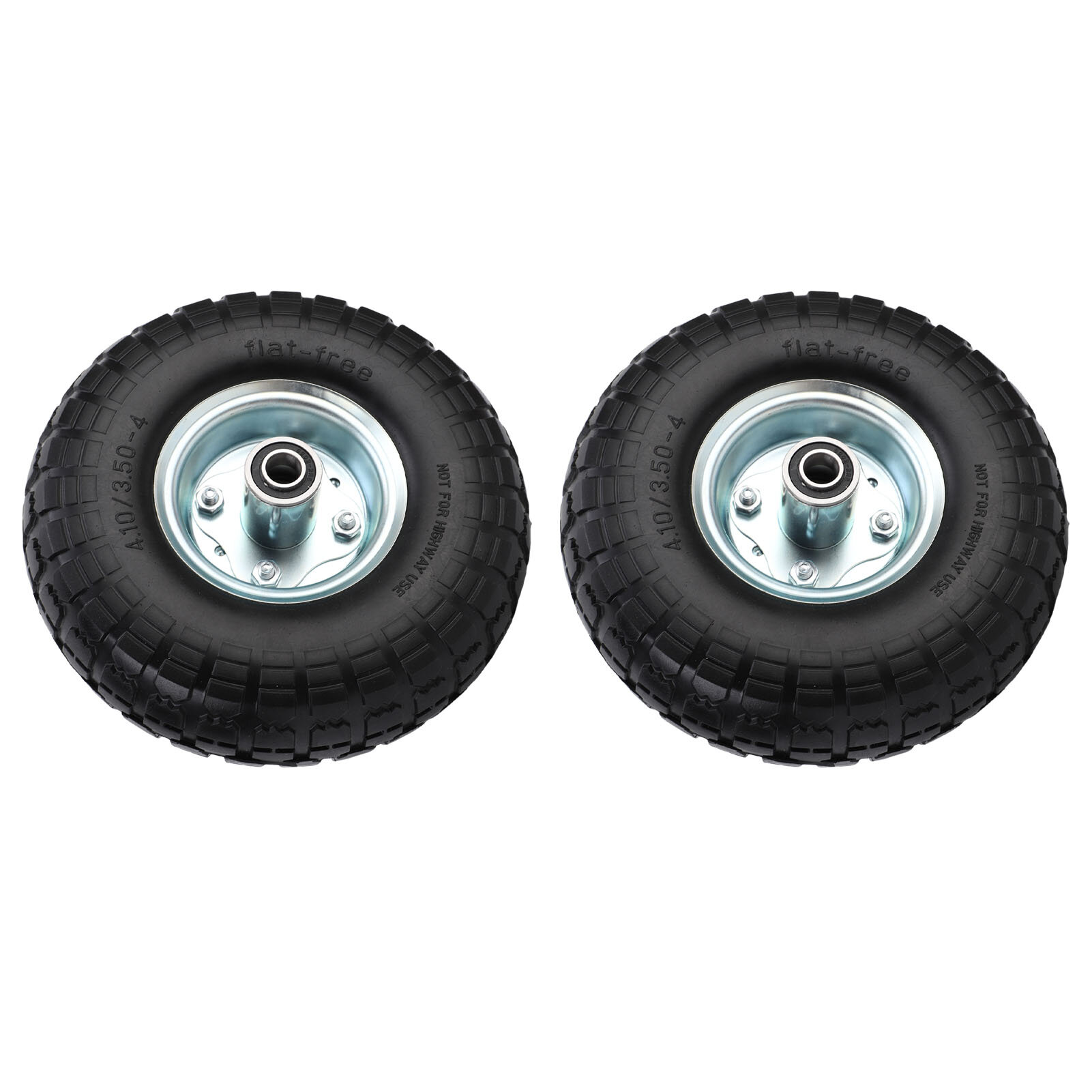 2шт 10-дюймовые колеса из цельной резины со смещением 2,2 ступицы и 5/8 подшипниками, устойчивыми к проколам 4.10/3.50-4 для ручной тележки-тачки