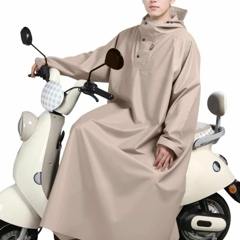 Водонепроницаемый дождевик с капюшоном для мотоцикла и электровелосипеда, Цвет Хаки - XXL