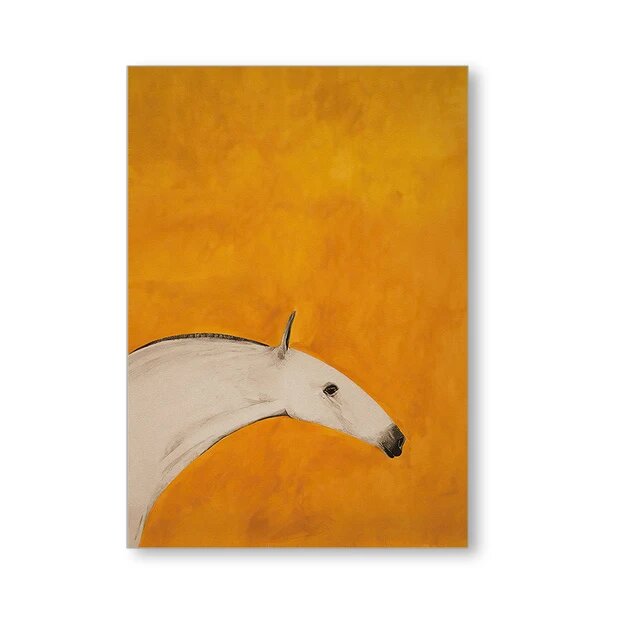 Абстрактный постер с белой лошадью на холсте 30X40cm Unframed