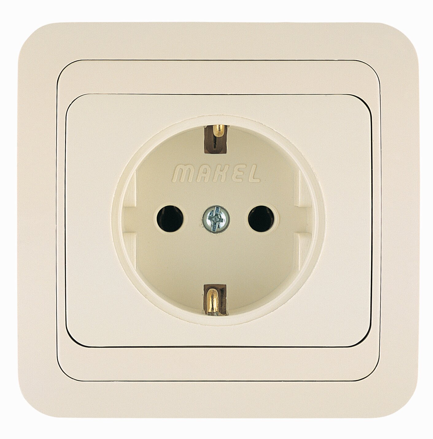 Розетка MAKEL с заземлением (керамика) M MOZA кремовая, с кремовой вставкой 2 25008
