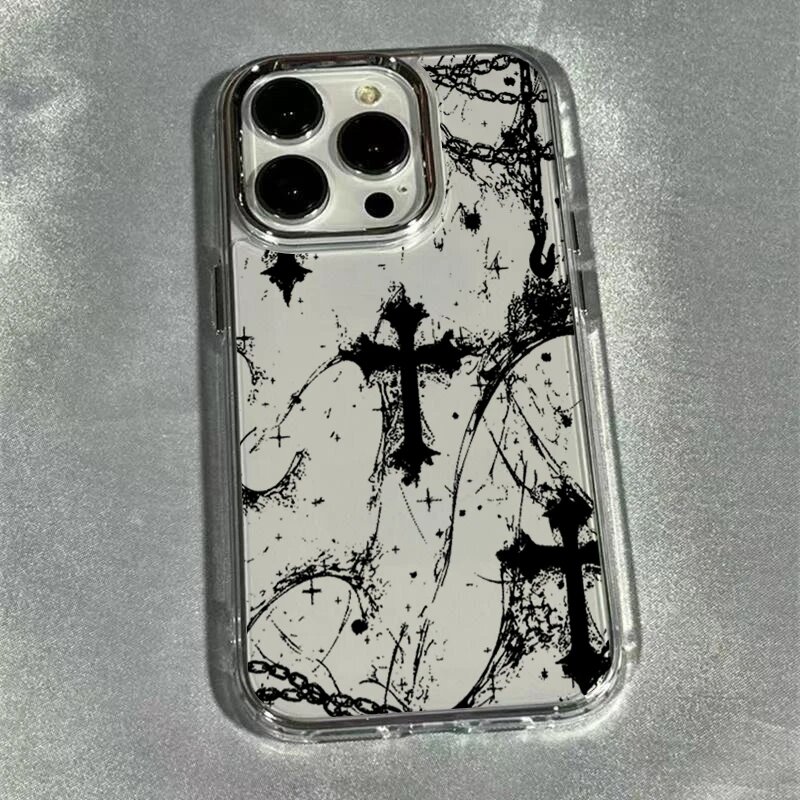 Чехол iPhone 16 Pro черный готический крест