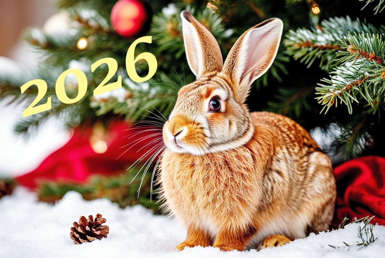 Авторский настольный календарь домик с изображением кроликов