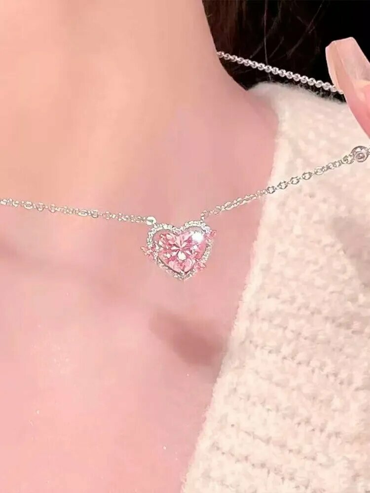 Подвеска сердце y2k с двумя камнями