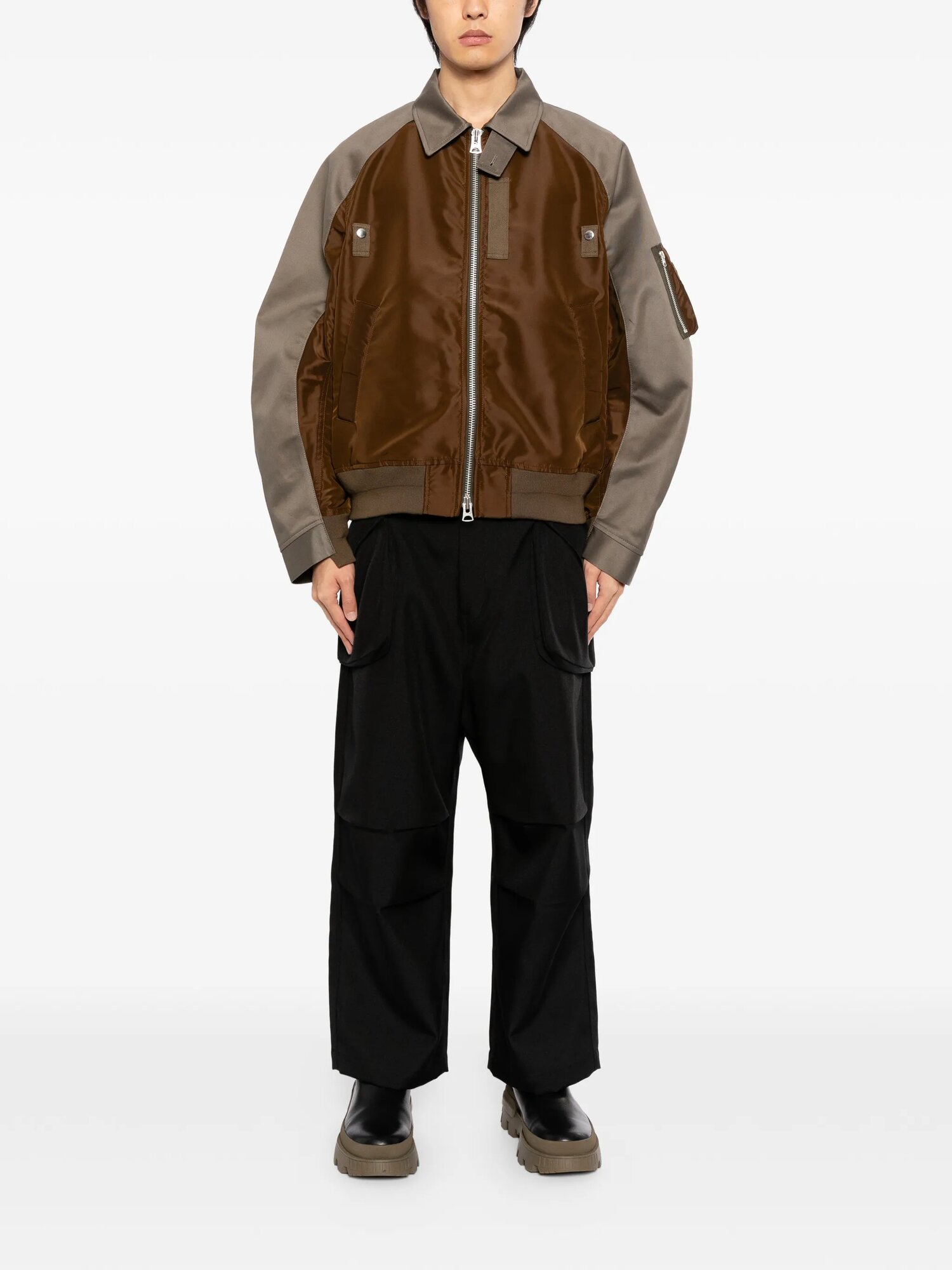 Куртка Sacai Two-way zip fastening jacket, размер 48, коричневый — фото 1