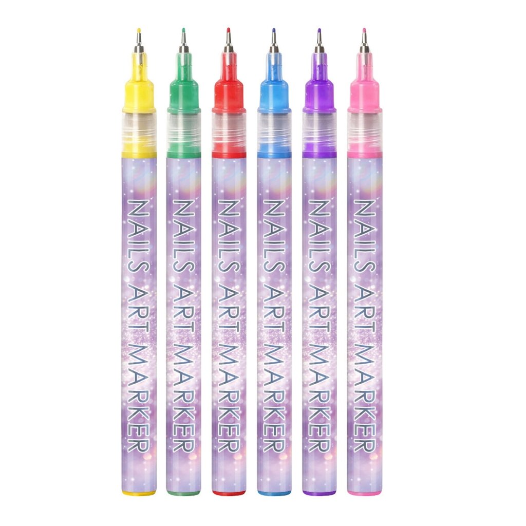 Водостойкие маркеры для нейл-арта 6 цветов с быстрым высыханием для домашнего салона