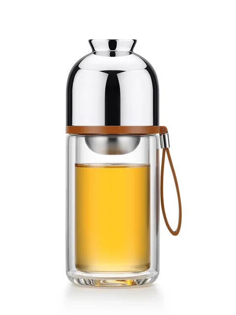 Двухслойная термостойкая чашка для заваривания чая с фильтром, 200 мл