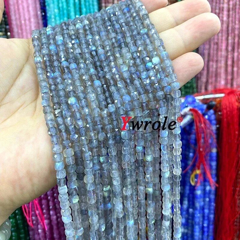 4x4 мм натуральный камень граненый куб AAA серый лунный камень свободные квадратные бусины-разделители для изготовления ювелирных изделий Diy браслеты аксессуары