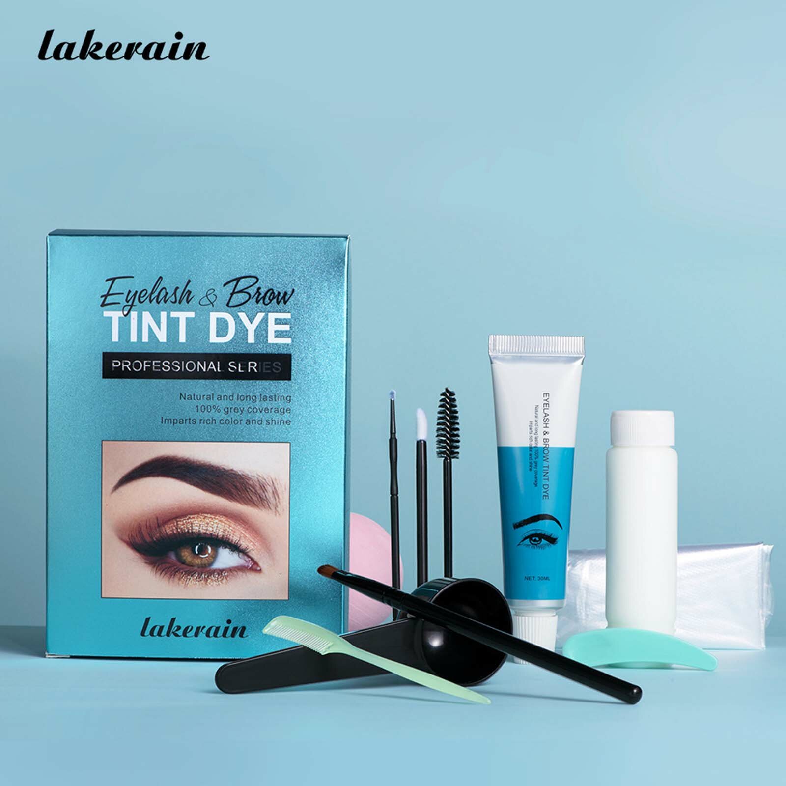 Kit для окрашивания бровей 30ml Смесь для бровей Полупостоянная Водонепроницаемая Комплект с щеткой и peinelem Цветики Коричневый/Черный/Кастаневый