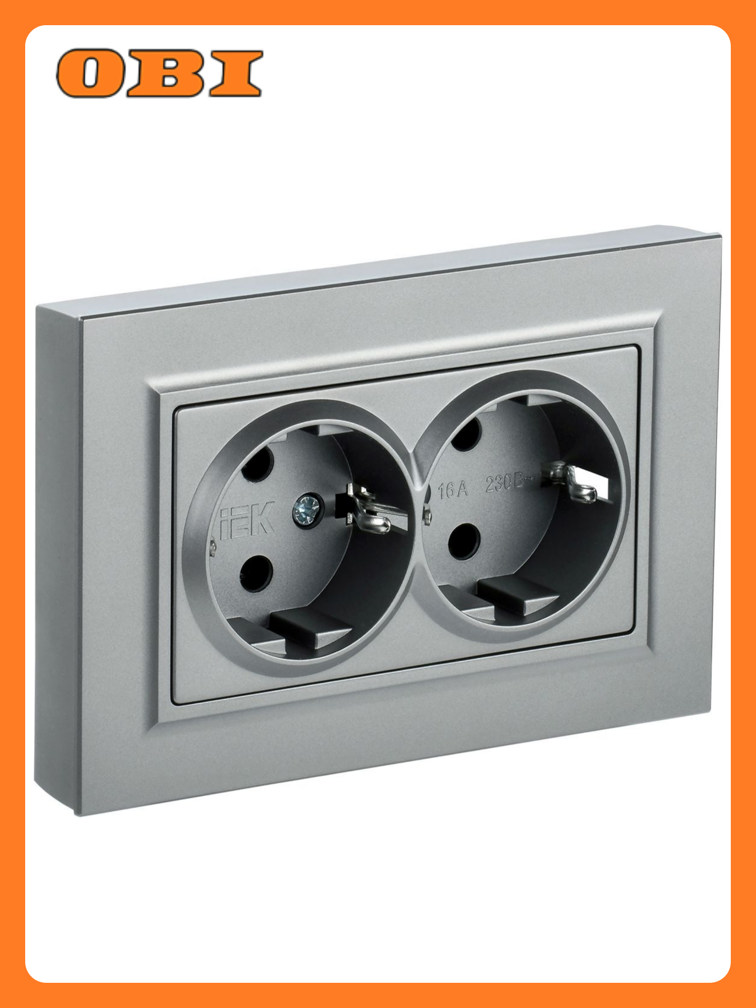 BRITE Розетка 2-я с з/к без з/ш 16А в сб. РС12-3-БрА алюм. IEK